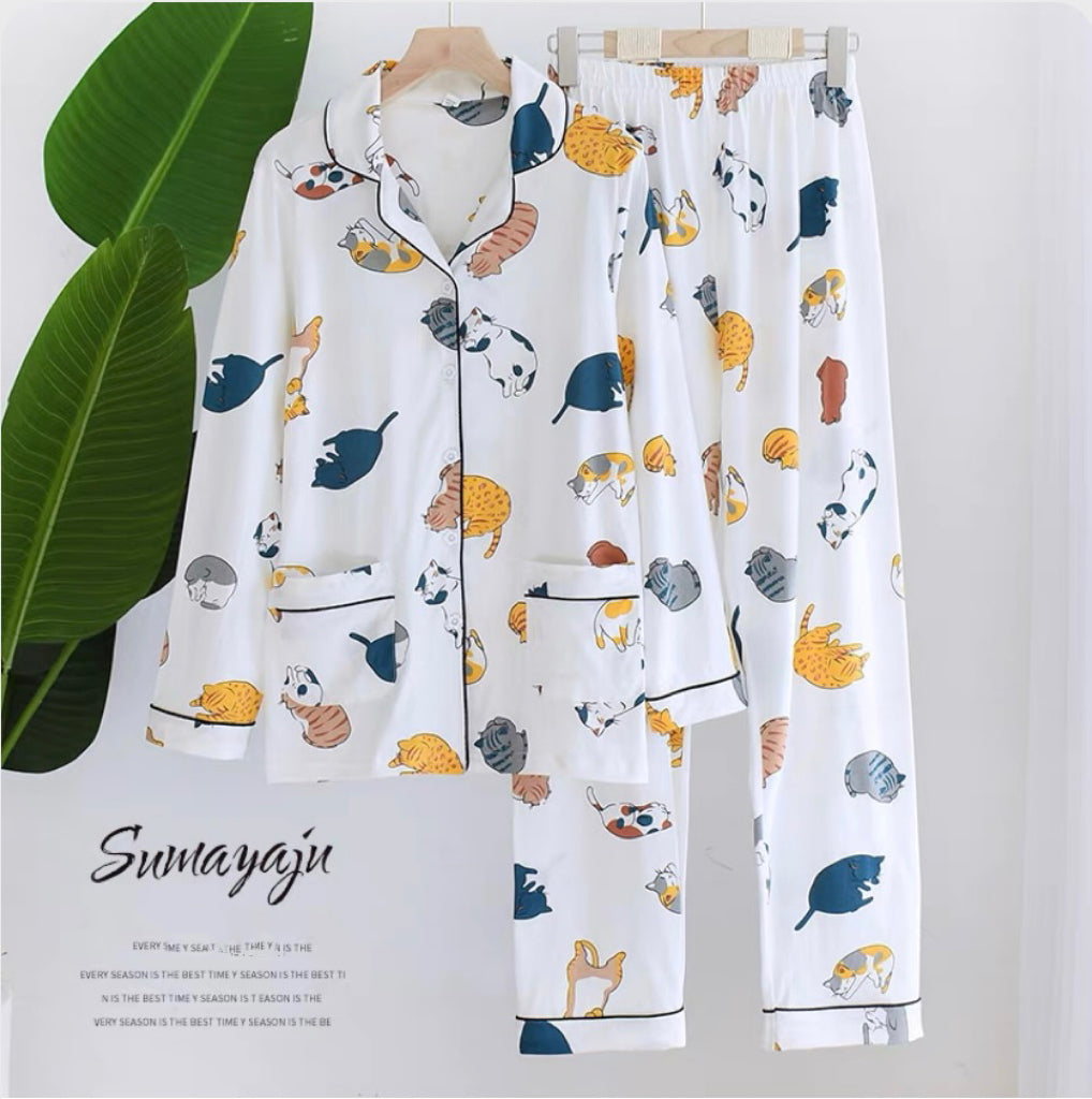 Cute Cat Print Pajamas - Perfect for Cat Lovers, Ideal Best Friend Gif ...